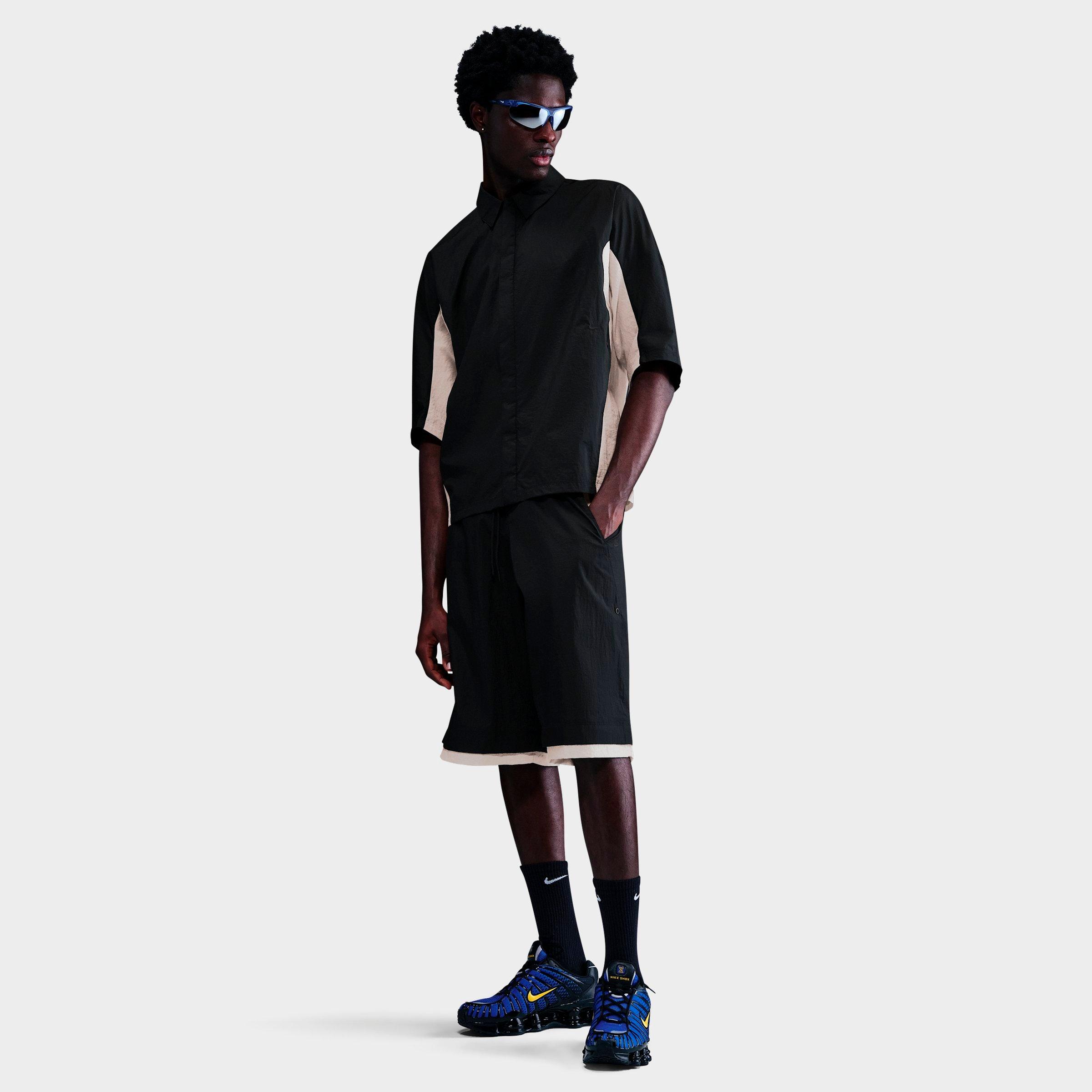 Click here for Nike Mens Tech Oversized Woven Shirt in Black/Ligh... prices