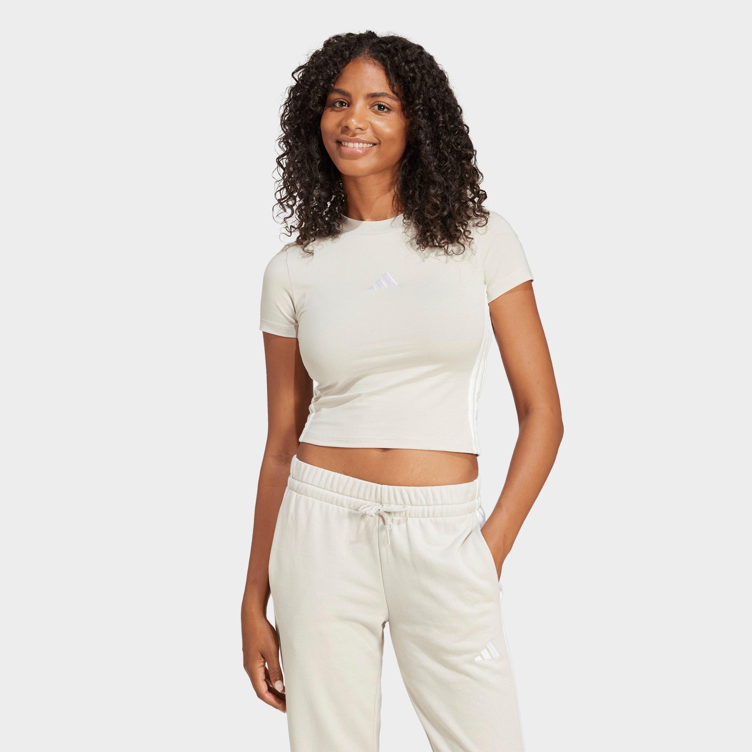 Click here for adidas Womens Essentials 3-Stripes Slim Baby T-Shi... prices
