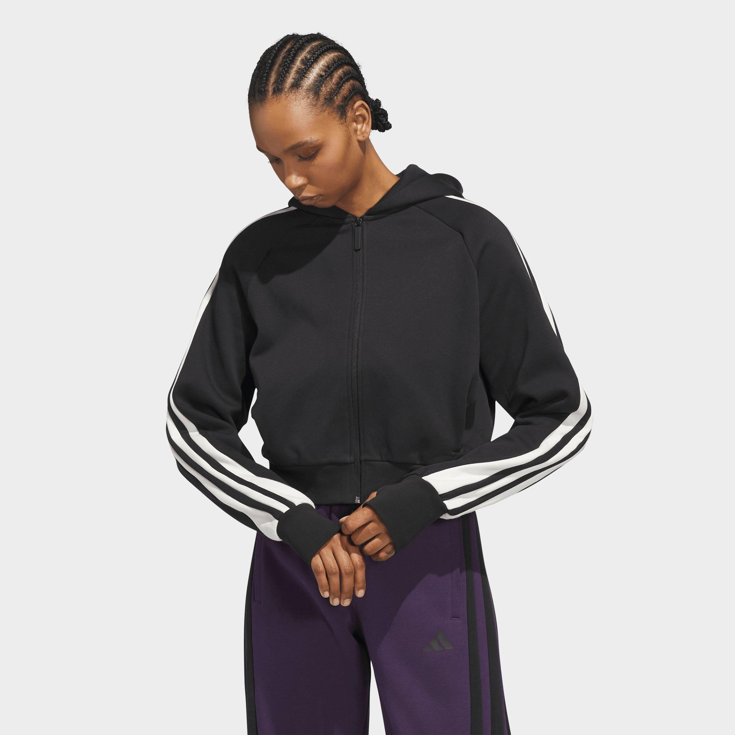 Click here for adidas Womens Cropped Basketball Hoodie in Black/W... prices