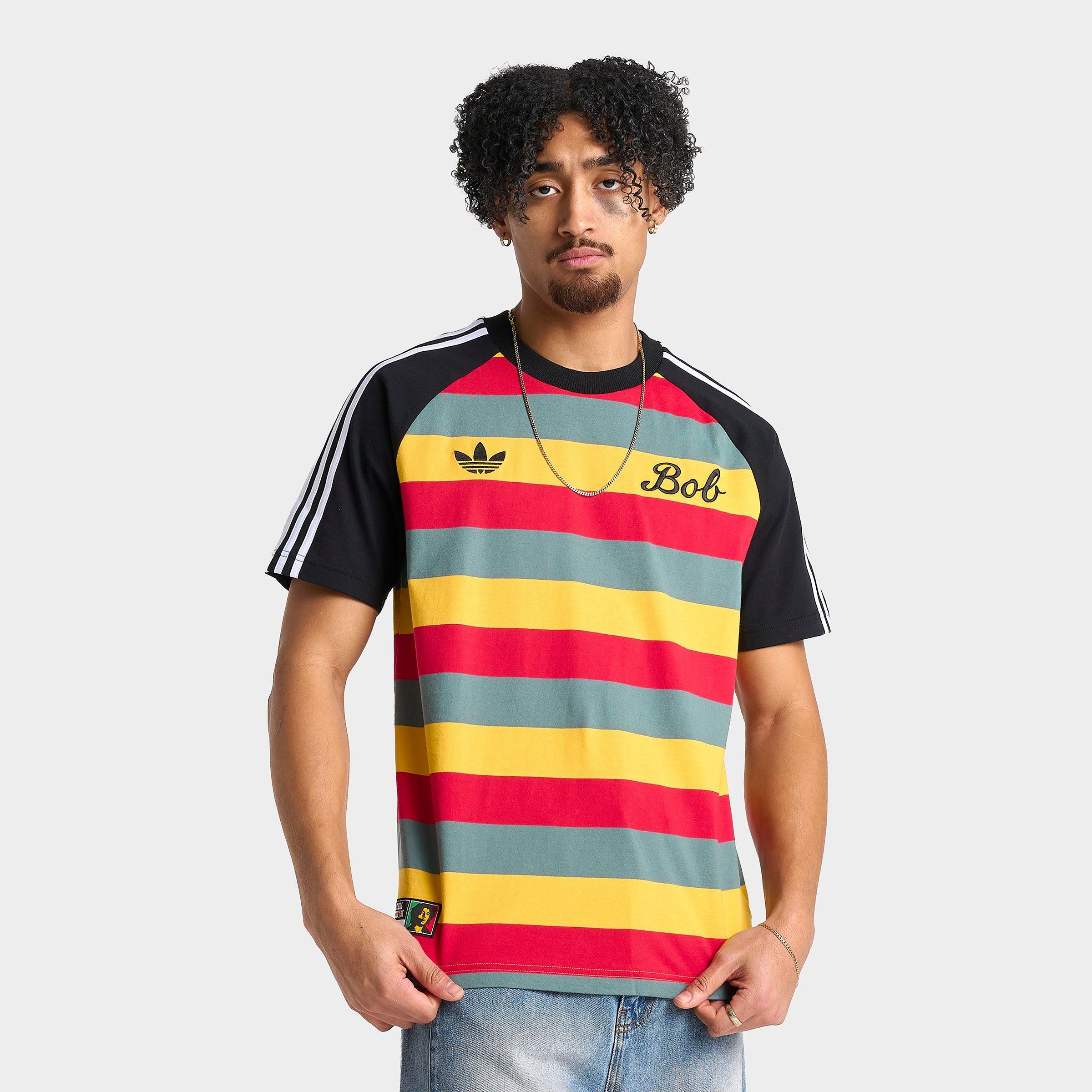Click here for adidas Mens Originals x Bob Marley OG Striped T-Sh... prices