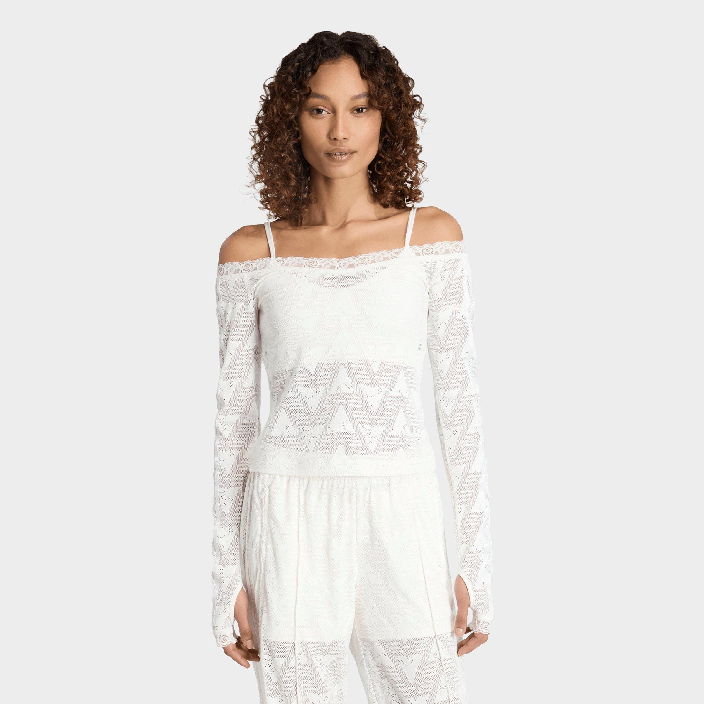 Click here for adidas Womens Originals Lace Bardot Top in Cloud W... prices