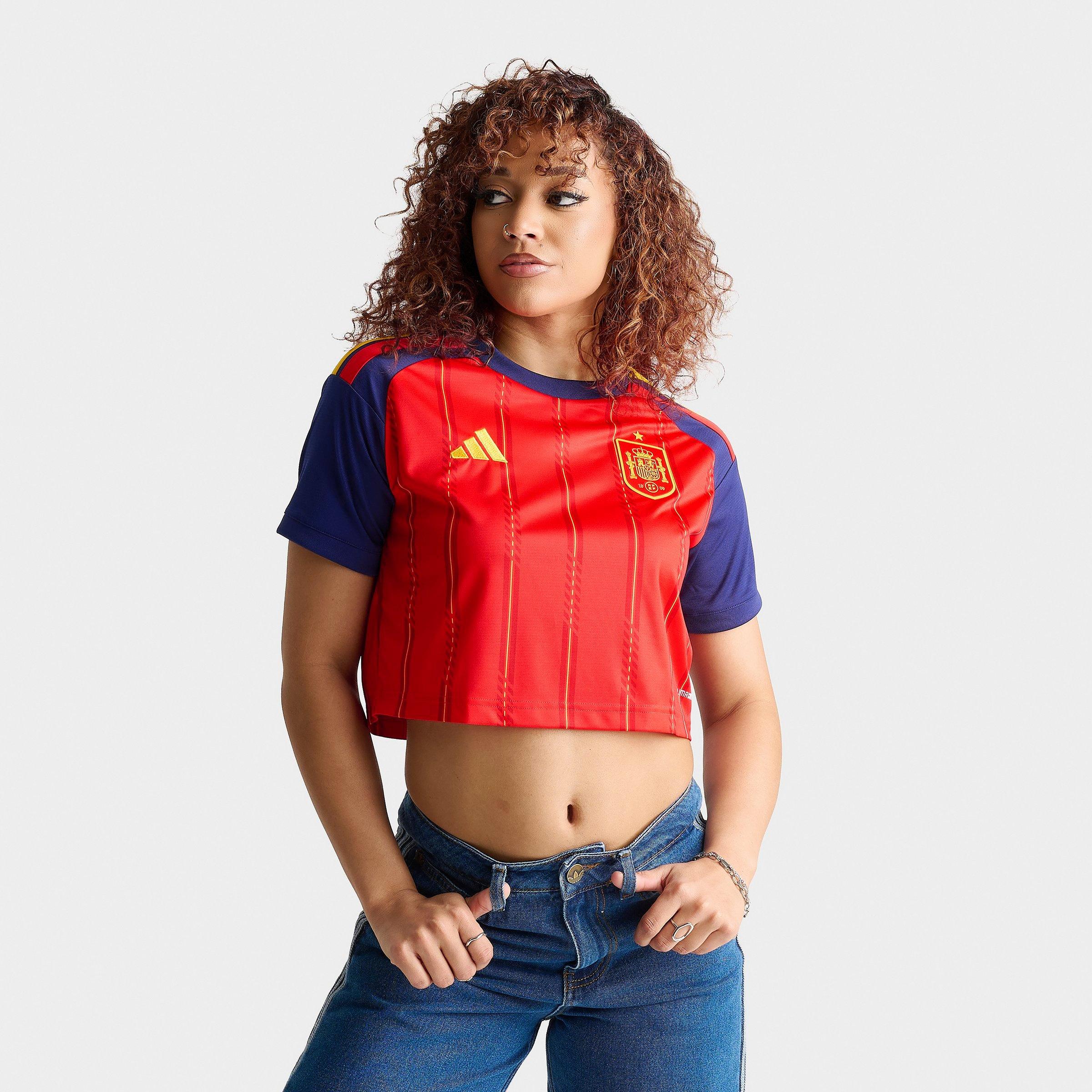 Click here for adidas Womens Spain 2026 Home Cropped Jersey in Vi... prices