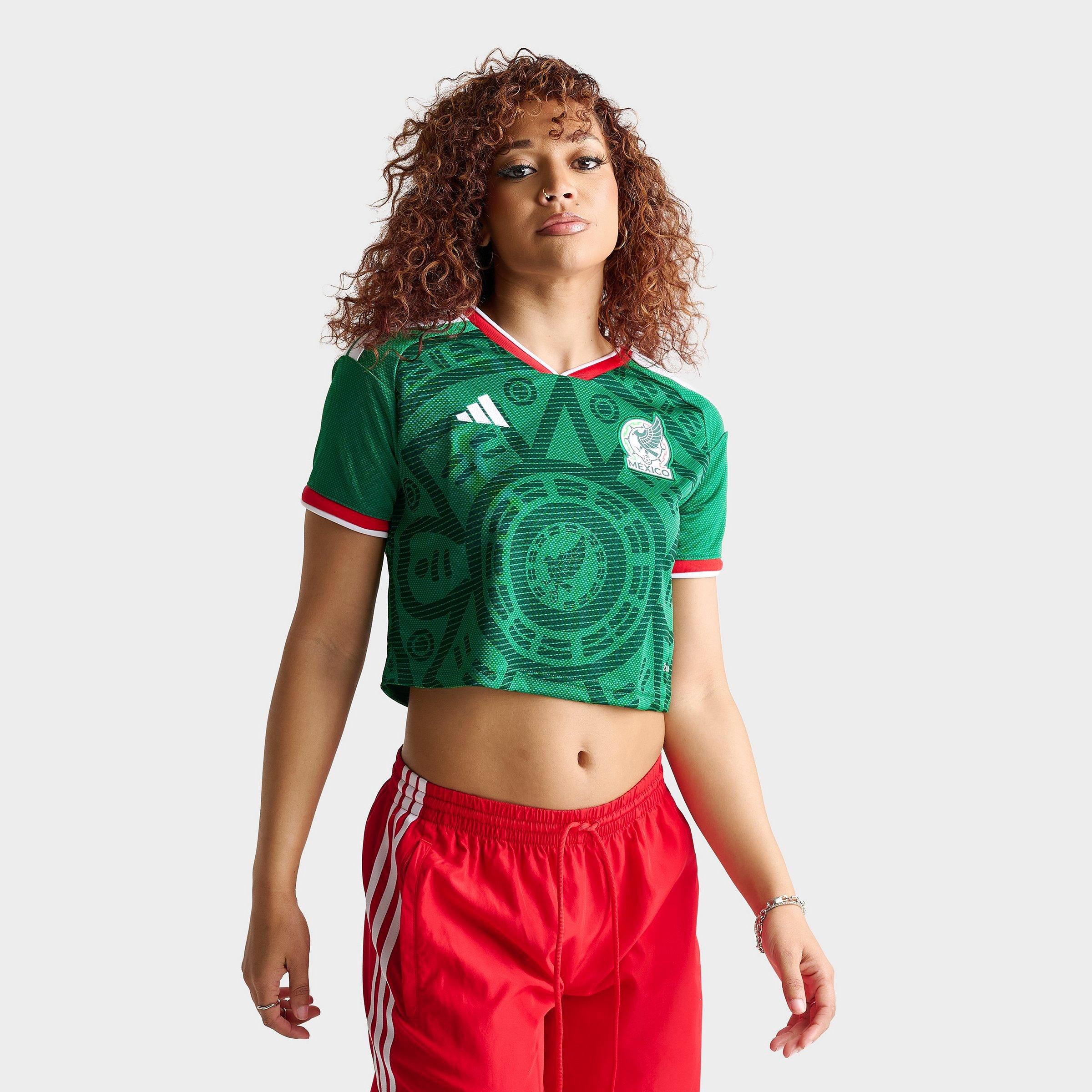 Click here for adidas Womens Mexico 2026 Home Cropped Jersey in B... prices