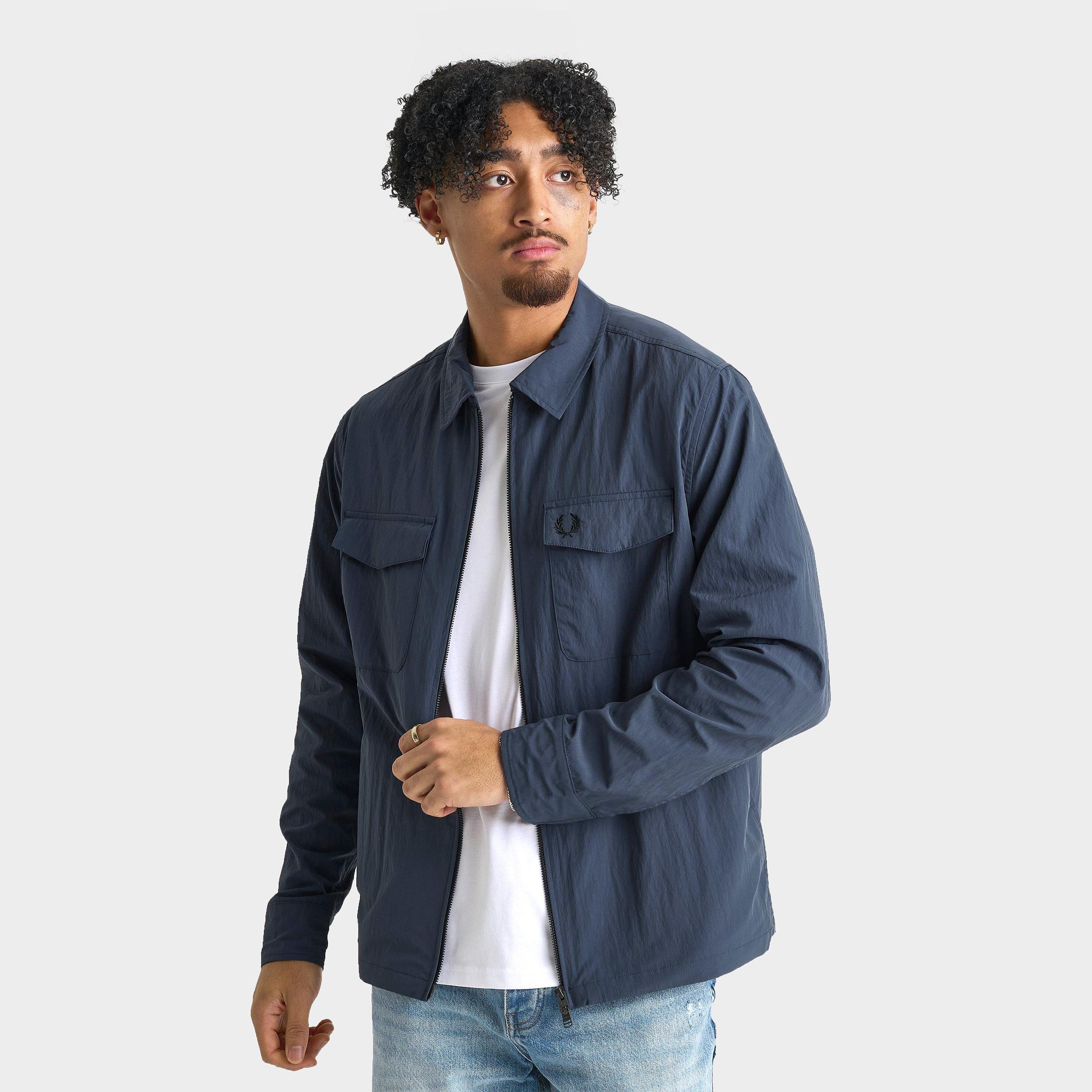 Click here for Fred Perry Mens Full-Zip Overshirt in Dark Airforc... prices