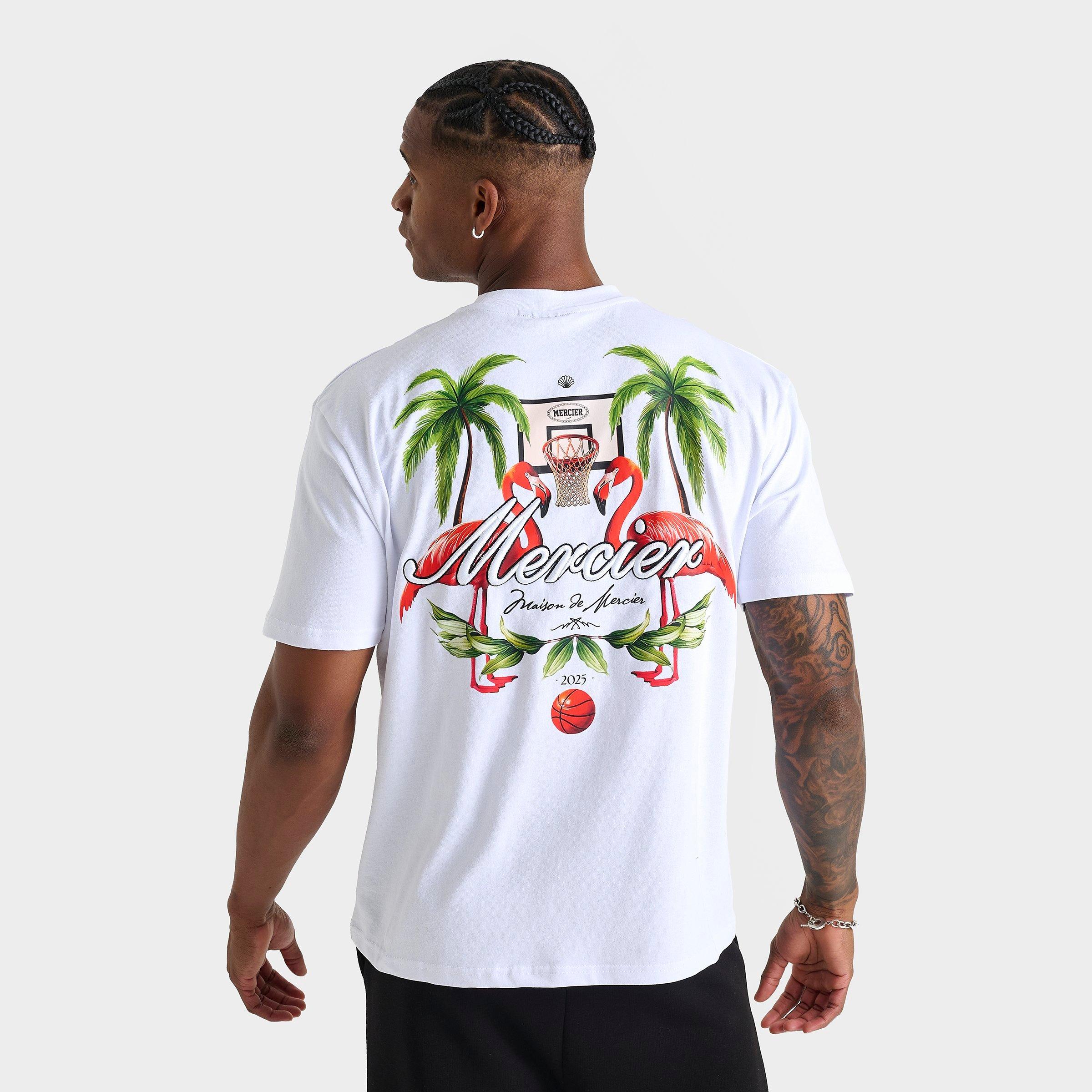 Click here for MERCIER Mens Palm Hoops T-Shirt in White Size: 2XL prices