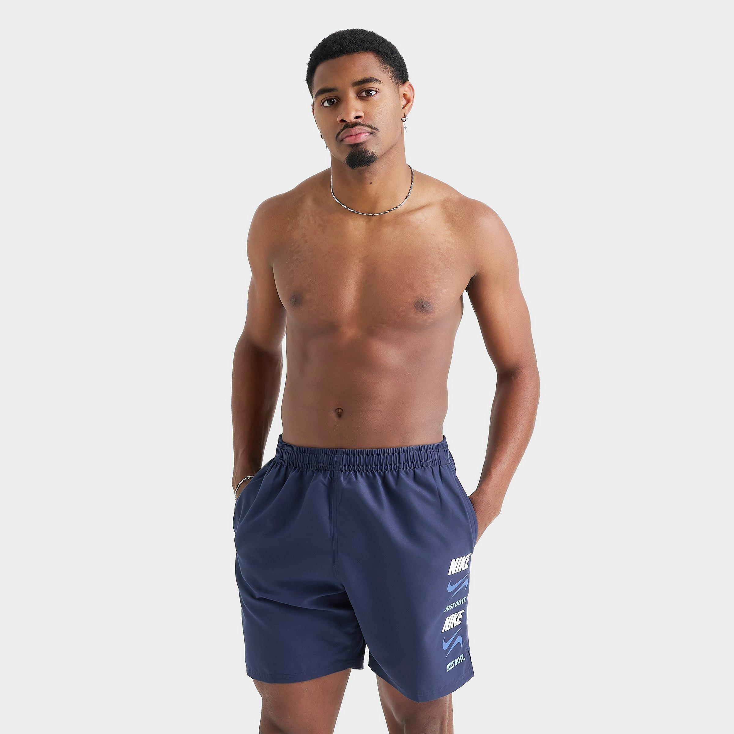 Click here for Nike Mens Swim Stack Logo Volley Shorts in Midnigh... prices