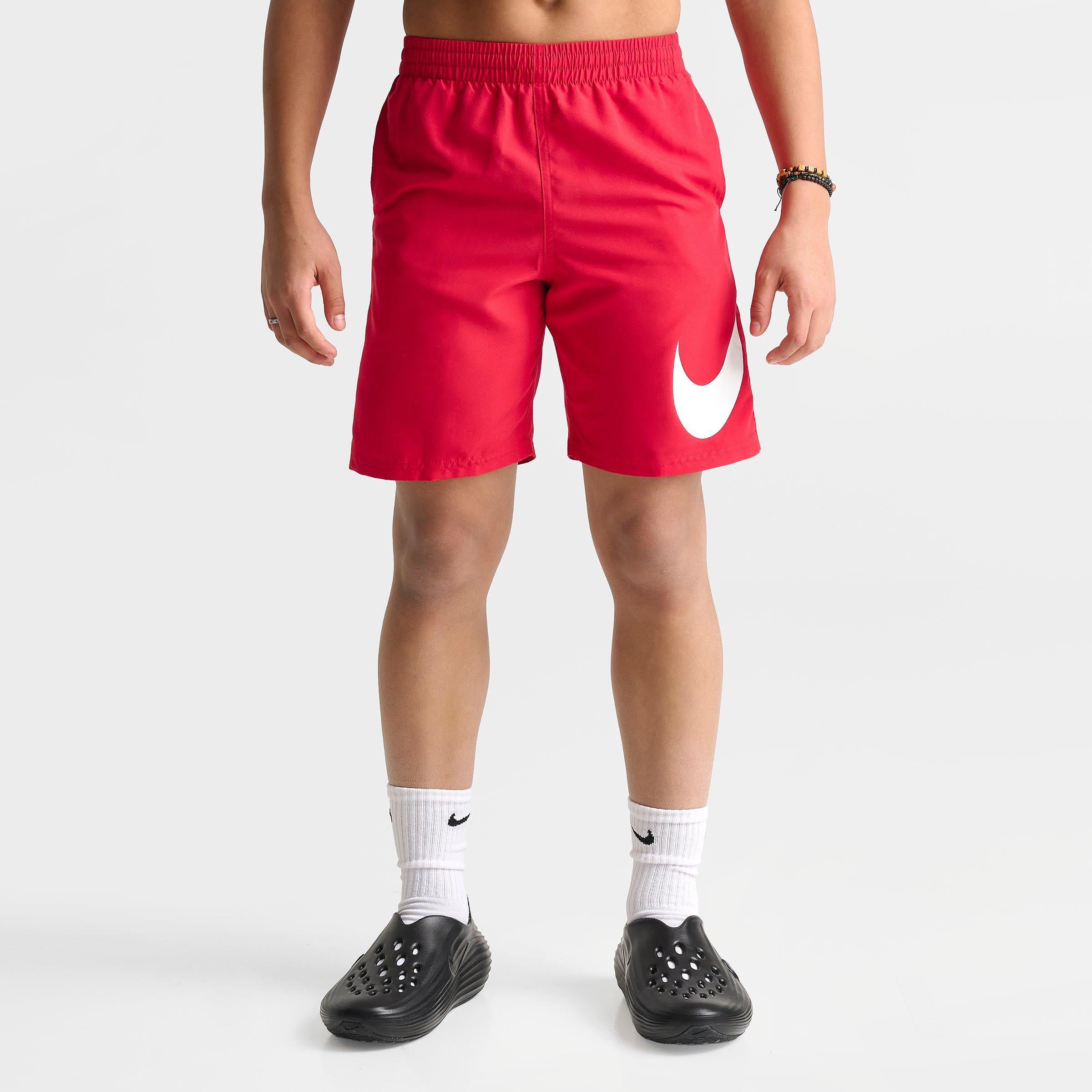 Click here for Nike Big Kids Stacked Logo Swim Shorts in uni red... prices