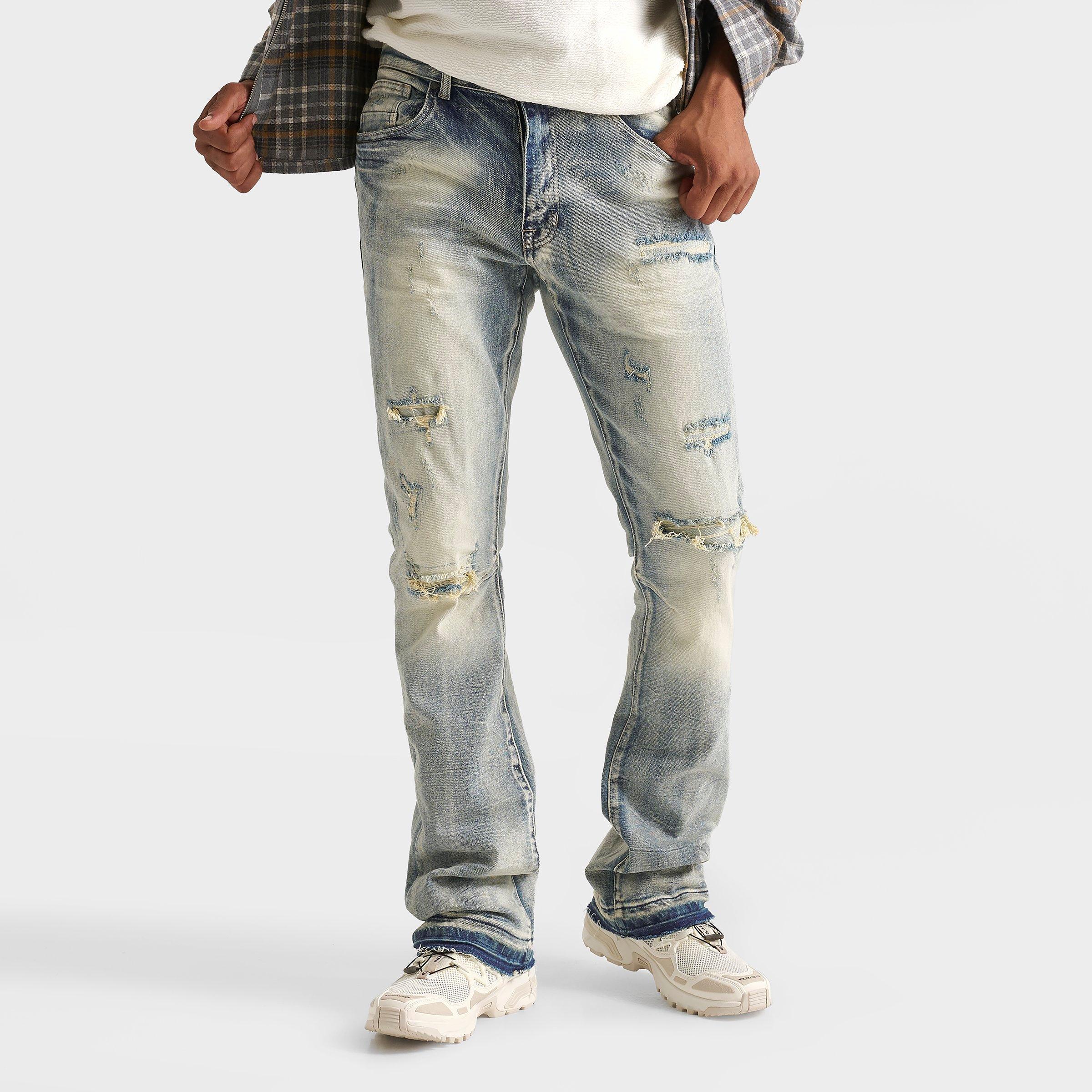 Click here for Smoke Rise Mens Lazy Stacked Flare Denim Jeans in... prices