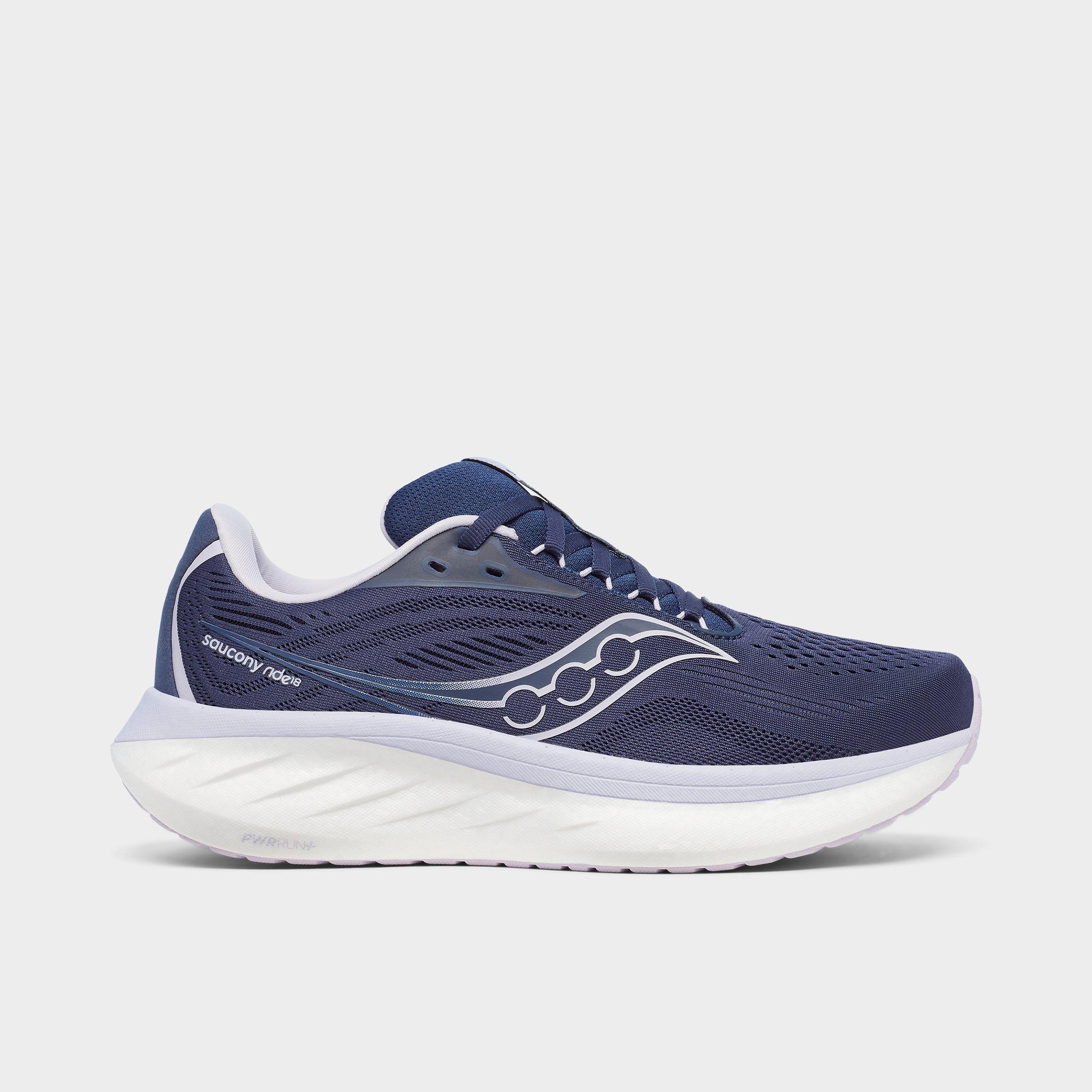 Click here for Saucony Womens Ride 18 Running Shoes in Navy/Aster... prices