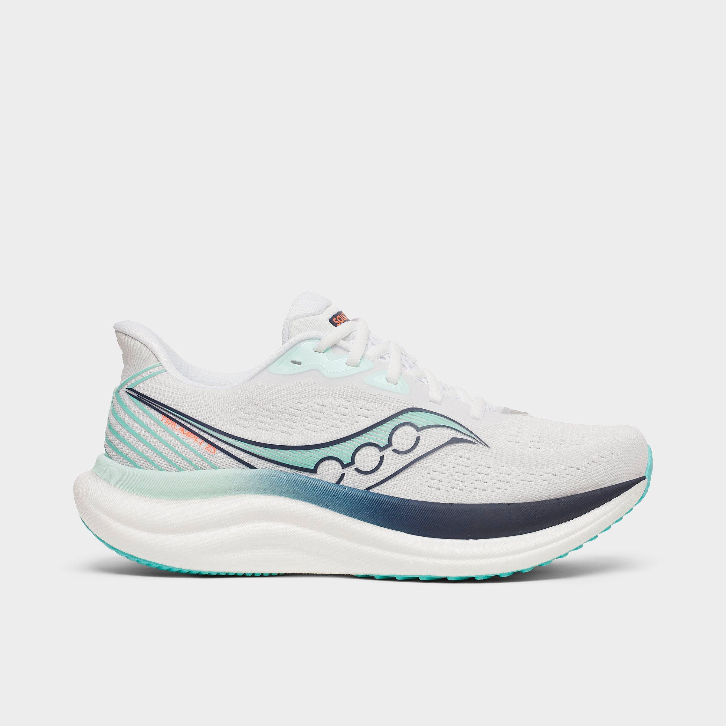 Click here for Saucony Womens Triumph 23 Running Shoes in White/N... prices