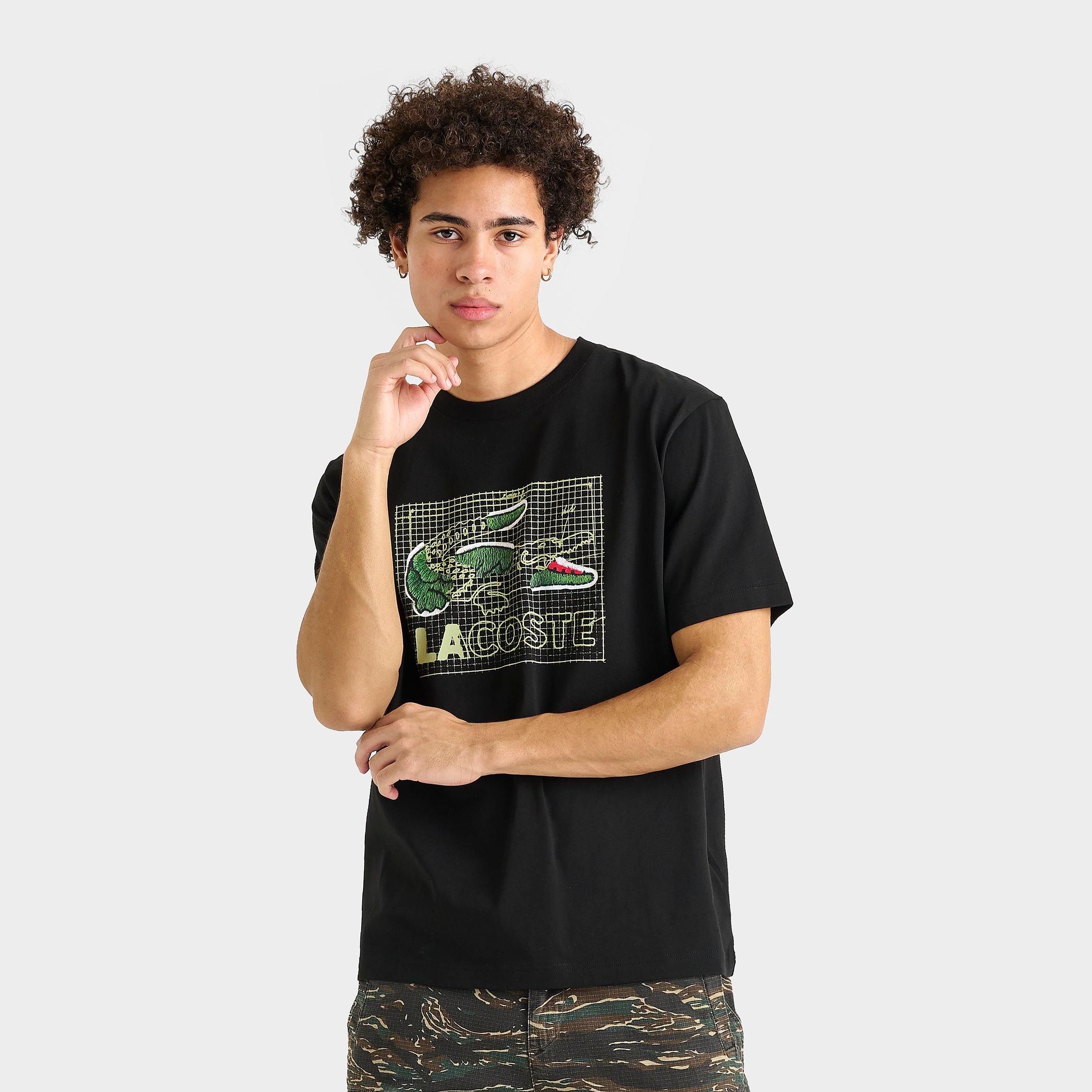Click here for Lacoste Mens Sketch Logo T-Shirt in Black Size: Sm... prices