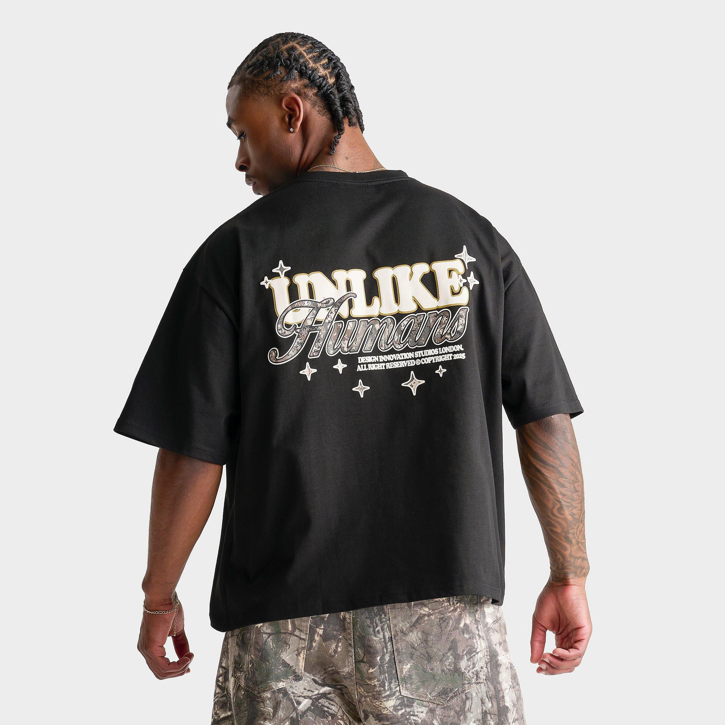 Click here for Unlike Humans Mens Steel Loose Cropped T-Shirt in... prices