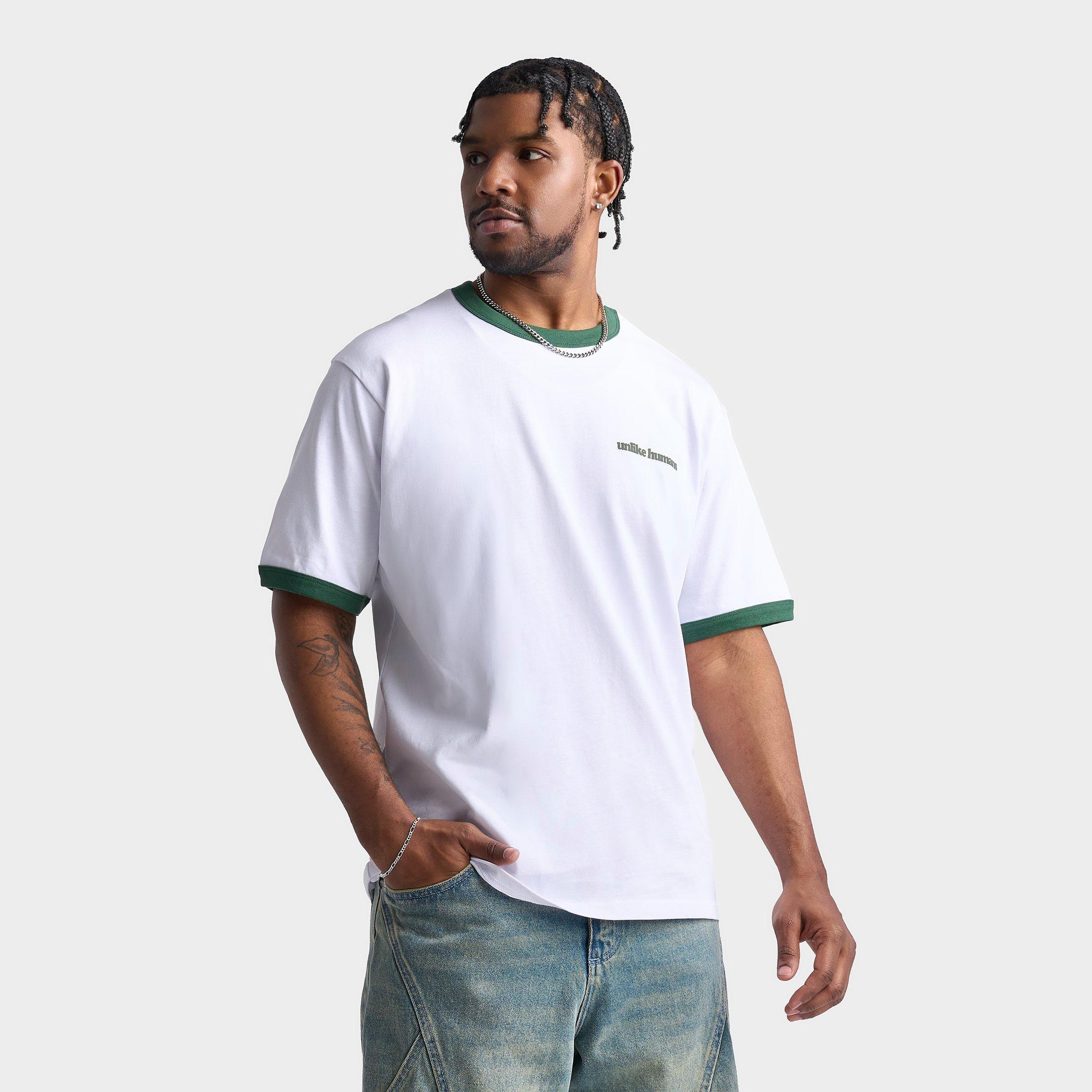 Click here for Unlike Humans Mens Alex Ringer T-Shirt in Optic Wh... prices