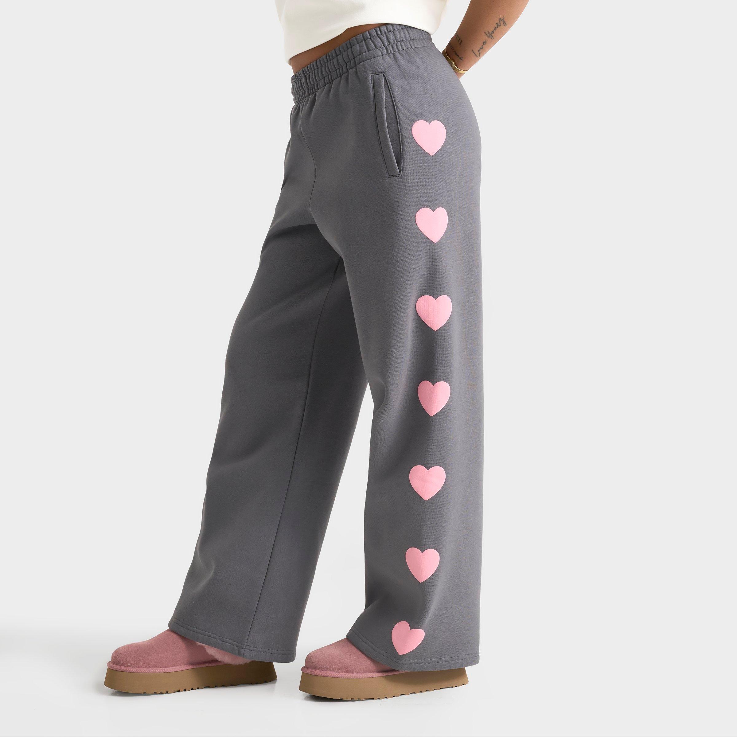 Click here for Unlike Humans Womens Heart Wide-Leg Fleece Jogger... prices