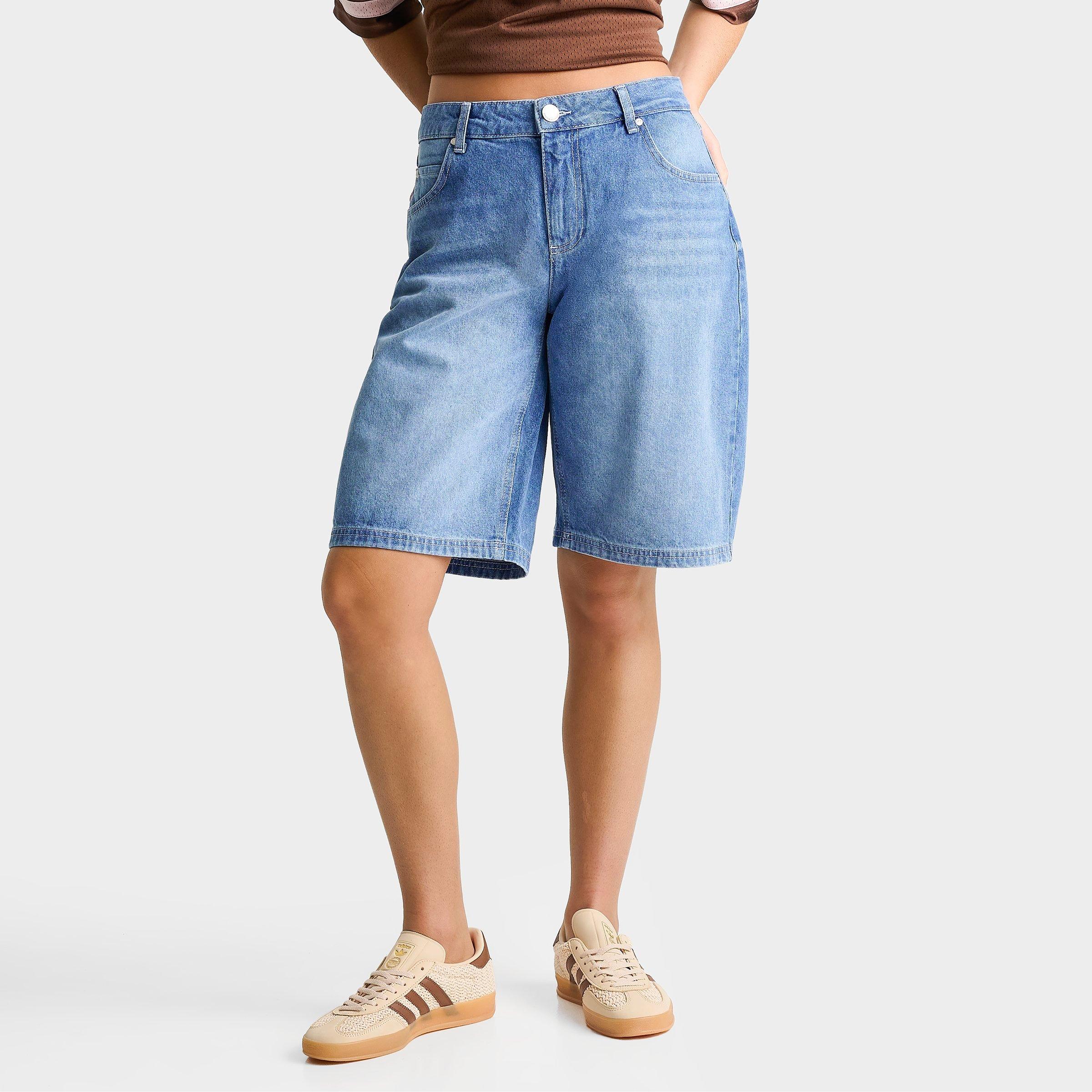 Click here for Unlike Humans Womens Denim Jorts in Mid Wash Size:... prices