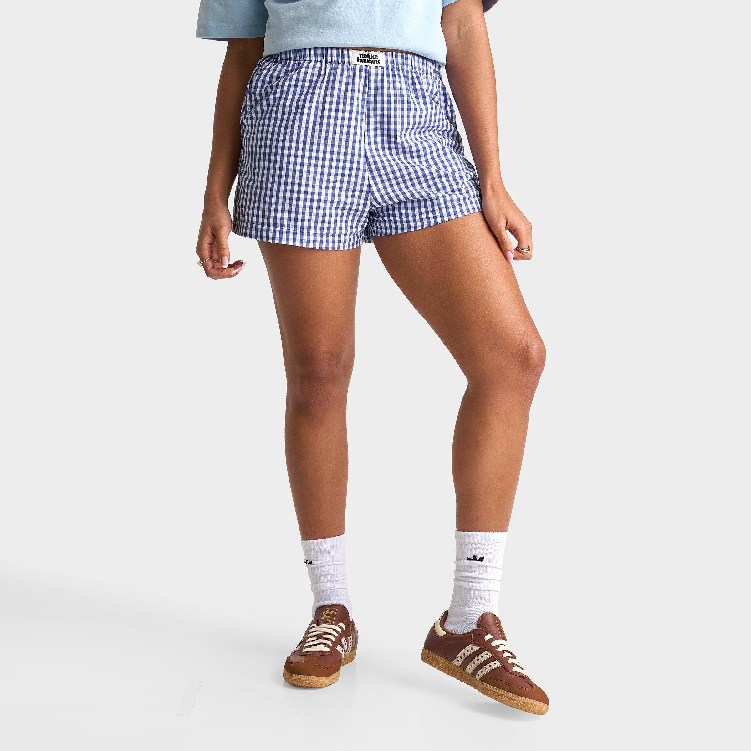 Click here for Unlike Humans Womens Gingham Boxer Shorts in Naval... prices
