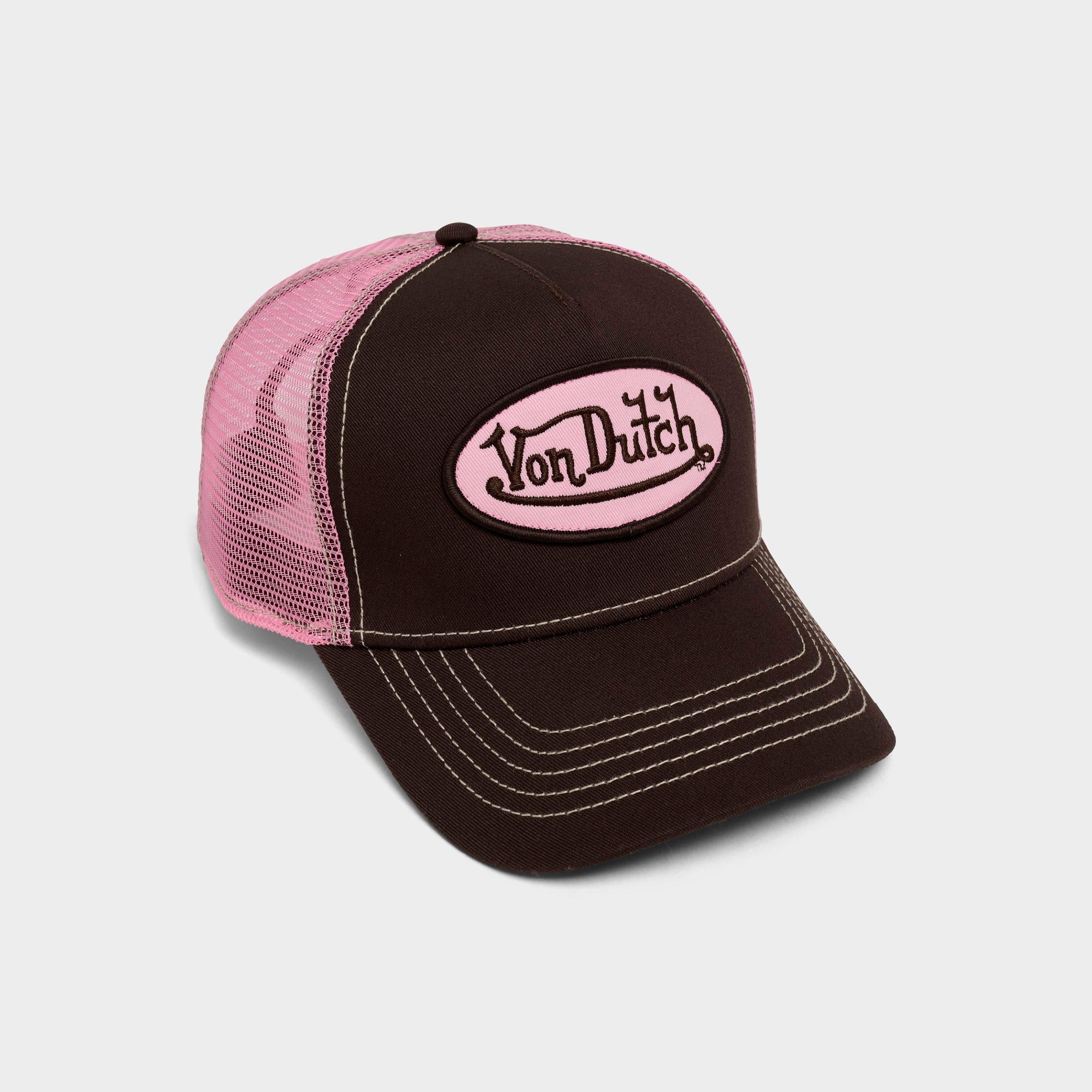 Click here for Von Dutch Staple Trucker Hat in Brown/Pink prices