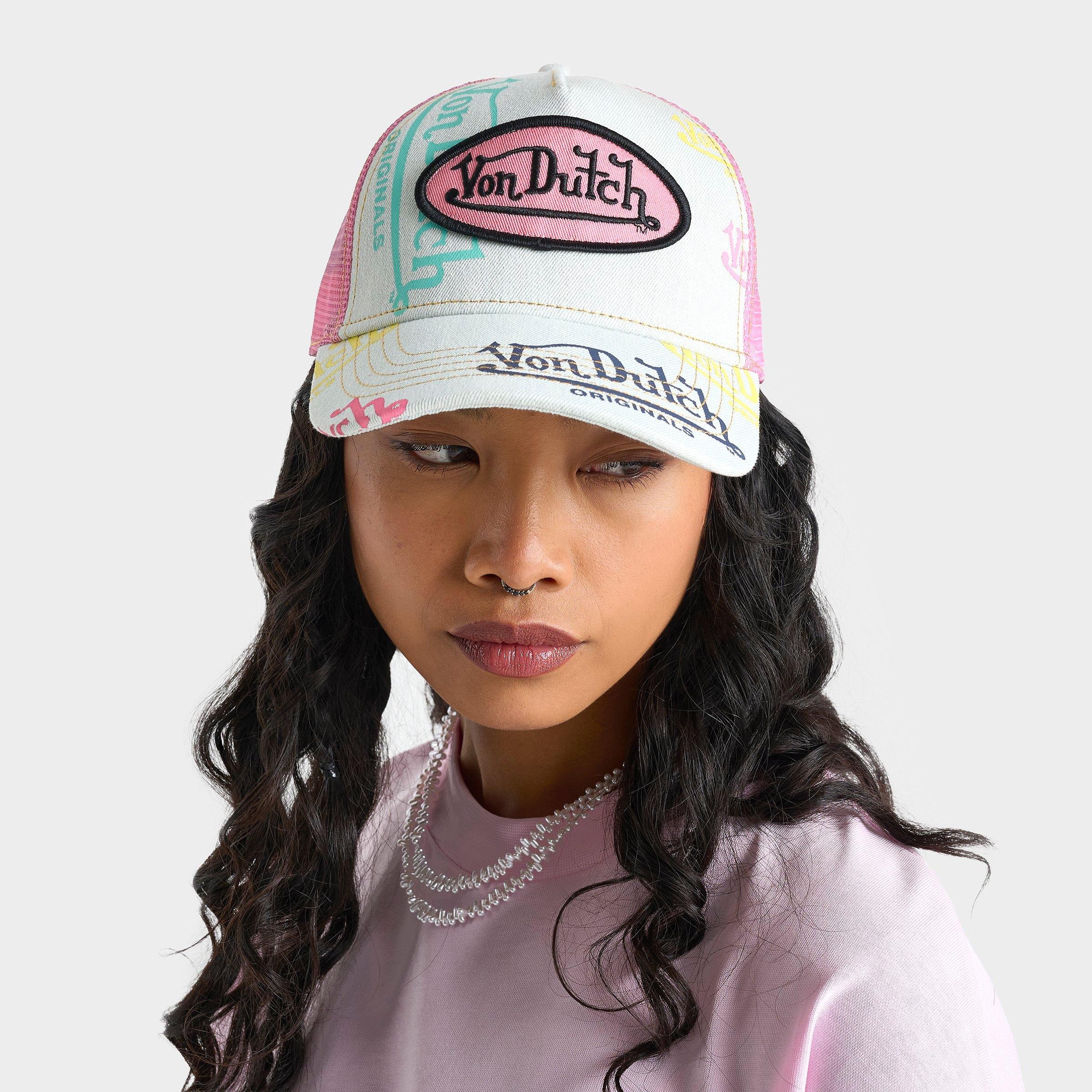 Click here for Von Dutch Tagged Trucker Hat in Pink Tint prices