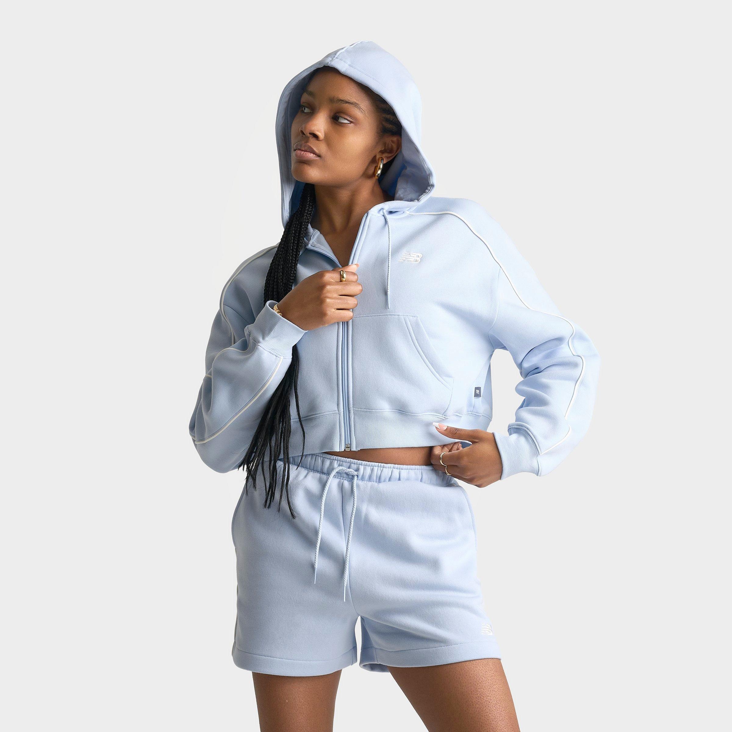 Click here for New Balance Womens Piped Cropped Full-Zip Hoodie i... prices
