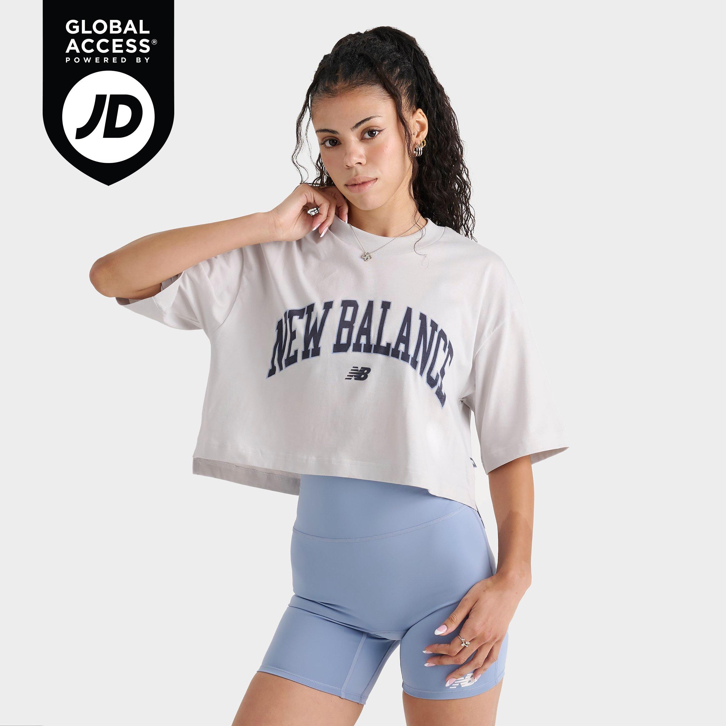 Click here for New Balance Womens Collegiate Crop T-Shirt in Grey... prices