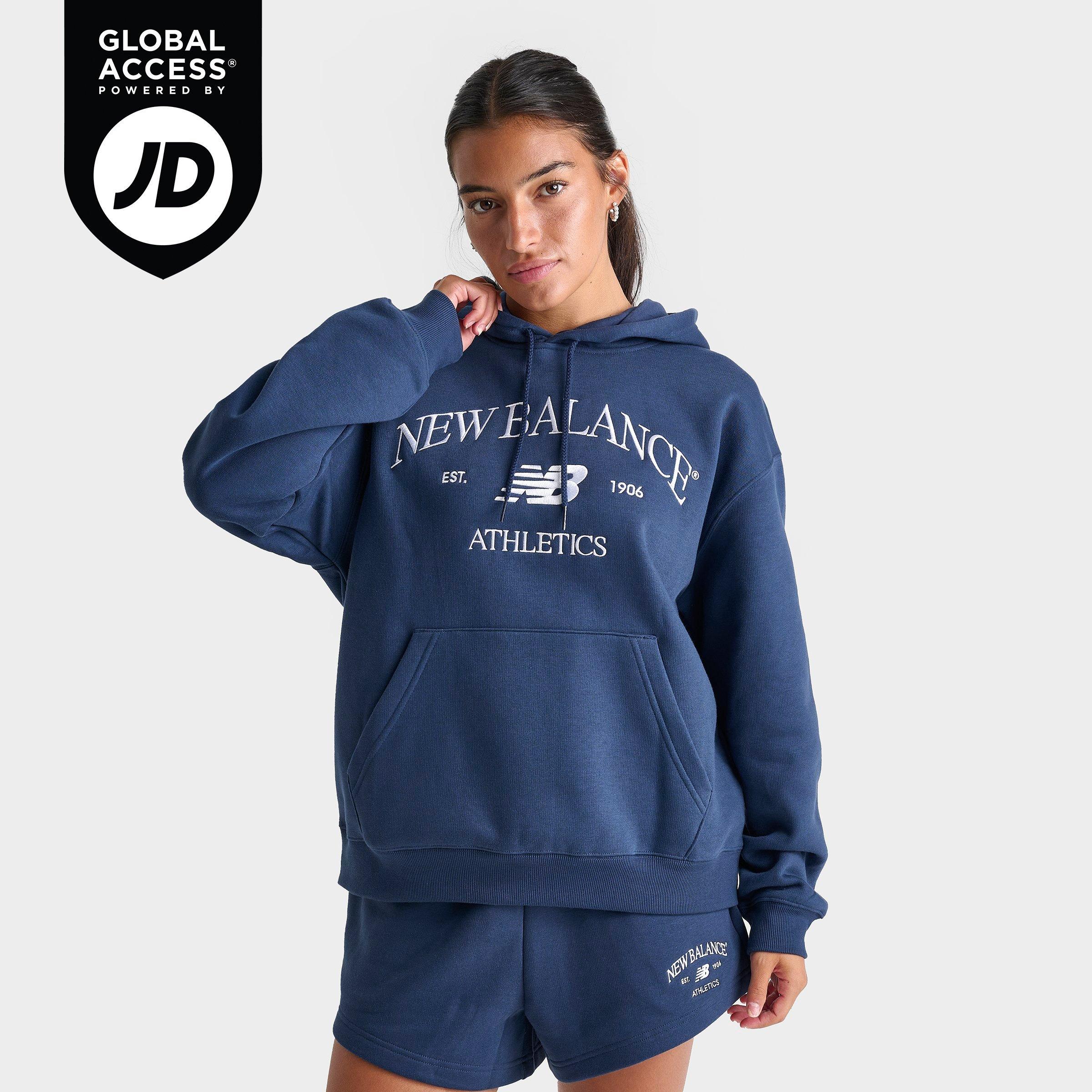 Click here for New Balance Womens Rise Pullover Hoodie in Navy Si... prices